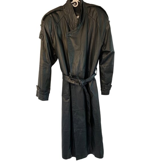 Aggio | Jackets & Coats | Vtg 8s Aggio Mens M Leather Trench Coat ...